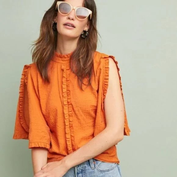 Current Air | Tops | Current Air Mojave Ruffled Blouse Sz M | Poshmark
